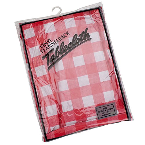 Red and White Vinyl Table Cloth with Flannel Backing by Pudgy Pedro's Party Supplies