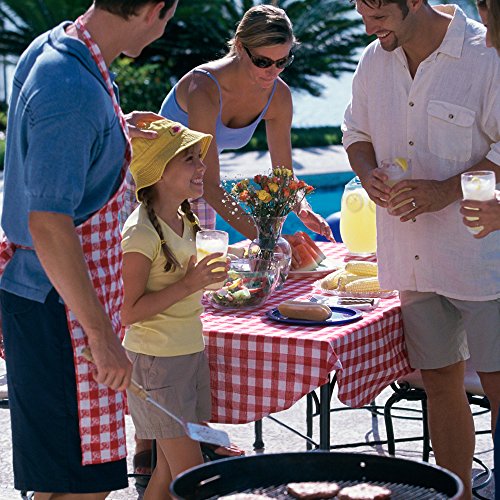 Red and White Vinyl Table Cloth with Flannel Backing by Pudgy Pedro's Party Supplies