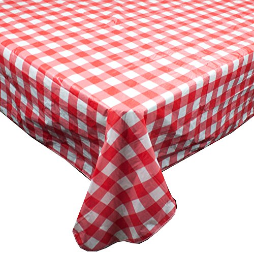 Red and White Vinyl Table Cloth with Flannel Backing by Pudgy Pedro's Party Supplies