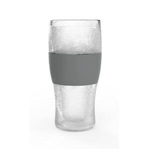 Host Freeze Beer Glass, Freezer Gel Chiller Double Wall Plastic Frozen Pint Glass, Set of One, 16 oz, Grey