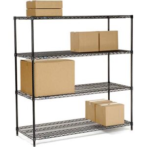 Nexel Adjustable Wire Shelving Unit, 4 Tier, NSF Listed Commercial Storage Rack, 24" x 60" x 63", Black Epoxy