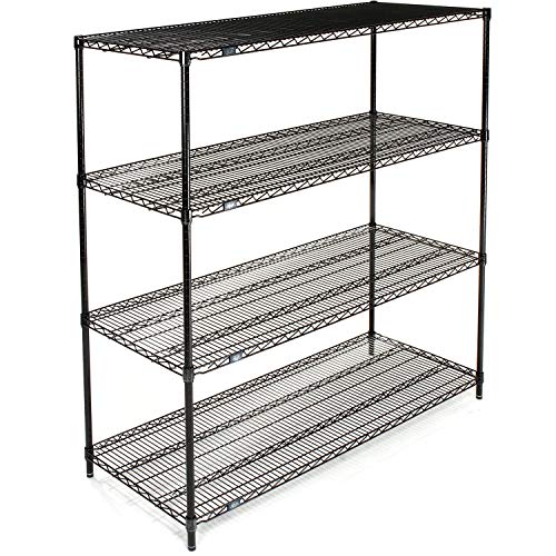 Nexel Adjustable Wire Shelving Unit, 4 Tier, NSF Listed Commercial Storage Rack, 24" x 60" x 63", Black Epoxy