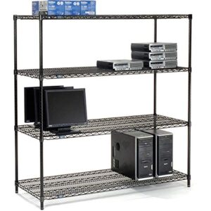 Nexel Adjustable Wire Shelving Unit, 4 Tier, NSF Listed Commercial Storage Rack, 24" x 60" x 63", Black Epoxy