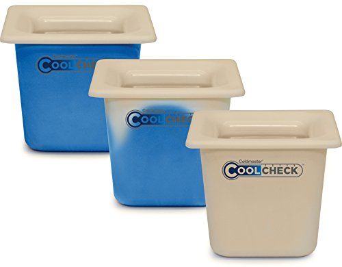 Carlisle FoodService Products CM1102C1402 Coldmaster CoolCheck 6" Deep Third-Size Insulated Food Pan, 4 Quart, Color Changing, White and Blue