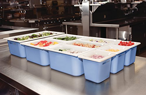 Carlisle FoodService Products CM1102C1402 Coldmaster CoolCheck 6" Deep Third-Size Insulated Food Pan, 4 Quart, Color Changing, White and Blue