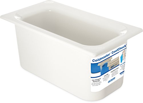 Carlisle FoodService Products CM1102C1402 Coldmaster CoolCheck 6" Deep Third-Size Insulated Food Pan, 4 Quart, Color Changing, White and Blue