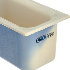 Carlisle FoodService Products CM1102C1402 Coldmaster CoolCheck 6" Deep Third-Size Insulated Food Pan, 4 Quart, Color Changing, White and Blue