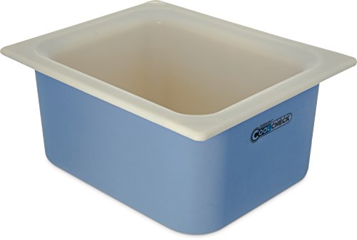 Carlisle CM1101C1402 Coldmaster CoolCheck 6" Deep Half-Size Insulated Cold Food Pan, 6 Quart, Color Changing, White/Blue