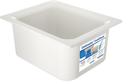 Carlisle CM1101C1402 Coldmaster CoolCheck 6" Deep Half-Size Insulated Cold Food Pan, 6 Quart, Color Changing, White/Blue