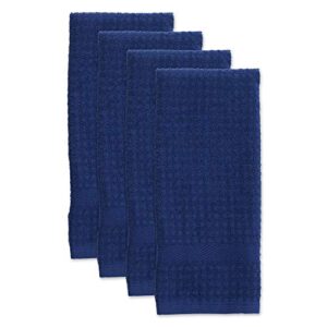 DII Basic Terry Collection Waffle Dishtowel Set, 15x26, Solid Nautical Blue, 4 Piece