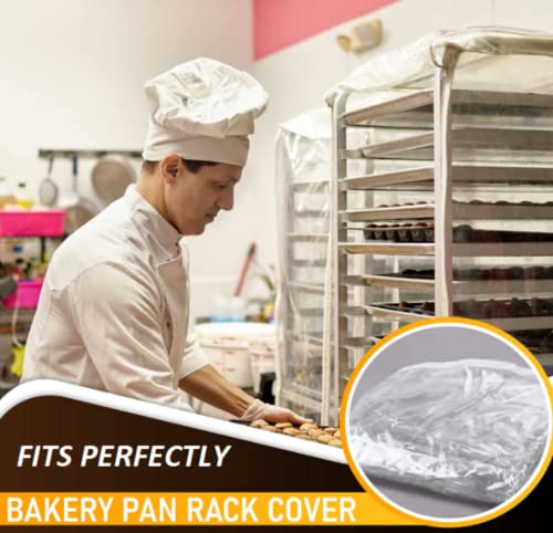 Made in USA. High quality Long-lasting use Vinyl COVER, Bakery Food Pan Sheet Rack Transparent COVER, size: 23"W x 28"L x 61"H, Long-lasting use Durable Clear Vinyl, with 3 Zippers.