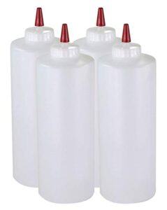 pinnacle mercantile plastic condiment squeeze bottles with red tip cap 32-ounce set of 4