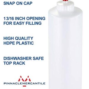 Pinnacle Mercantile Plastic Condiment Squeeze Bottles with Red Tip Cap 32-ounce Set of 4