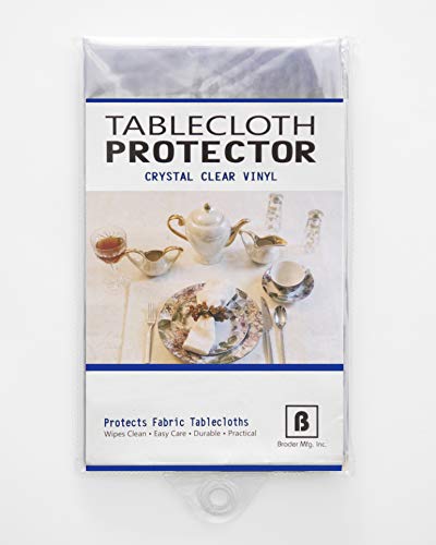 BRODER MFG. INC. Tablecloth Protector Crystal Clear Vinyl (52"x70" Oblong) | Thick, Durable Clear Table/Tablecloth Protector | Perfect for Parties, Special Occasions, Gatherings, and Everyday Use