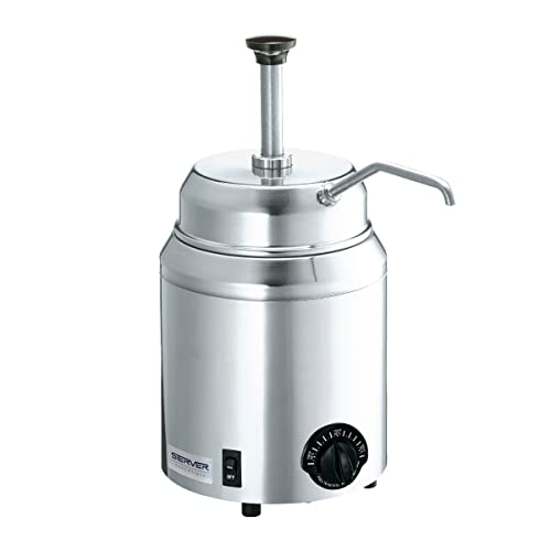 Server Products Topping Warmer with Pump, Dispenses Condiments Sauces and Toppings, 3 Quart, Stainless Steel, 82060