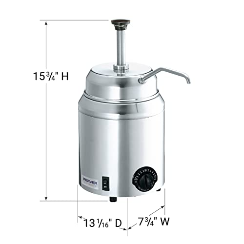 Server Products Topping Warmer with Pump, Dispenses Condiments Sauces and Toppings, 3 Quart, Stainless Steel, 82060