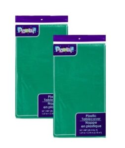 2-pack green disposable plastic tablecloths/table covers, 54 x 108 inches each