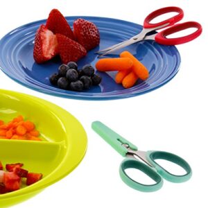 Baby Food Scissors 2 Pack w Covers- Parent Must-Have Safety Stainless Steel Shears to Make Every Bite Baby Sized and Safe- Portable For Babies & Toddlers Feeding (Meats, Fruits, and Vegetables)