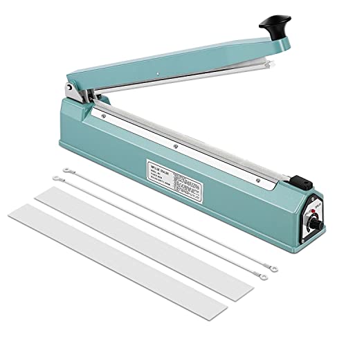 Flexzion Impulse Sealer 16 Inch (400mm) 500W Heat Sealer Machine with Adjustable Heating Mode, No Warm Up Needed, Portable Bag and Seal Impulse with Replacement Element Grip and Teflon Tape