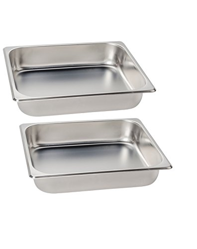 Premier Choice 2 Pack 1/2 Size Chafer Food Pan Stainless Steel Steam Table/Hotel Pan - 2 1/2" Deep