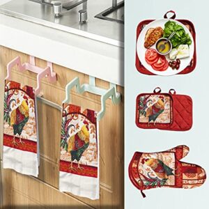 Farm Rooster Kitchen Decor Linen Set Includes 2 Dish Towel 2 Pot Holders 1 Oven Mitt | Kitchen Towel Set For Cooking, Baking, Housewarming and Kitchen Decoration (Set of 5 Piece)