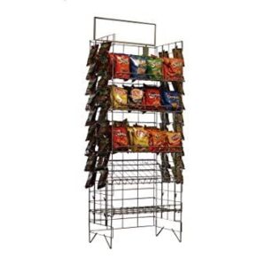 Commercial Grade Metal Convenience Store Chip / Bagged Merchandise Rack, Black