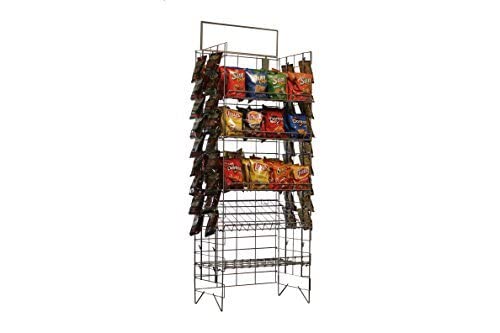 Commercial Grade Metal Convenience Store Chip / Bagged Merchandise Rack, Black