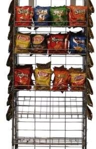 Commercial Grade Metal Convenience Store Chip / Bagged Merchandise Rack, Black