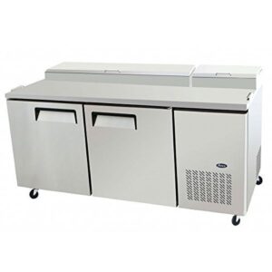 atosa usa mpf8202 stainless steel pizza prep table 67-inch two door refrigerator