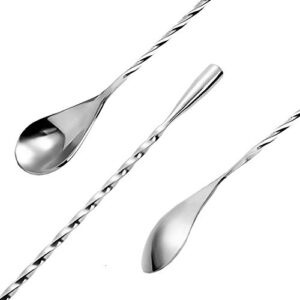 2-Pack 12 Inches Stainless Steel Bartender Mixing Spoon Cocktail Stirrers, Spiral Pattern Bar Spoon Stirring Spoon with Long Handle