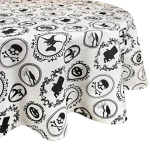 dii halloween party tabletop decor, reusable & machine washable cotton fabric, tablecloth, 70" round, spooky portraits