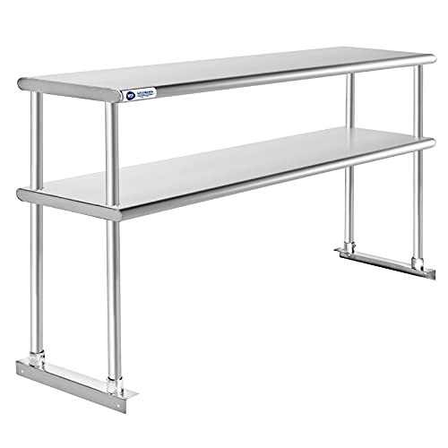 GRIDMANN NSF Stainless Steel Commercial Kitchen Prep & Work Table Plus A 2 Tier Shelf - 72 in. x 12 in.