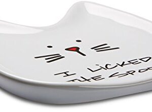 Pavilion Gift Company Blobby Cat, Cat Spoon Rest "I Licked the Spoon", 5", White