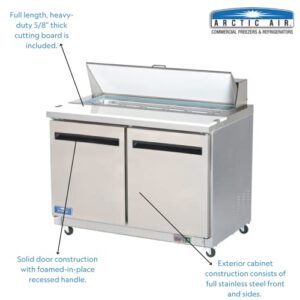 Arctic Air AMT48R 48.25 Inch 2-Door Mega Top Refrigerated Sandwich/Salad Prep Table With Refrigerated Base, 115v