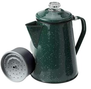 gsi outdoors percolator coffee pot | enamelware campfire coffee boiler kettle for outdoor camping cookware, cabin, rv, kitchen, hunting & backpacking