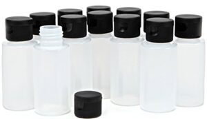 vivaplex, 12, clear, 2 oz, plastic squeeze bottles, with black flip top caps