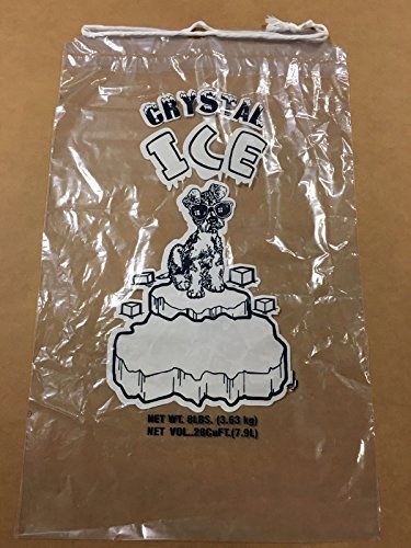 8 lb. Heavy Plastic Ice Bags with Drawstrings Case:500