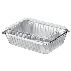 2-1/4 lb oblong aluminum pan with transparent dome lid 500/cs