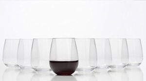 stemless wine glasses - unbreakable shatterproof bpa free plastic tritan (set of 8) 16oz - dishwasher safe