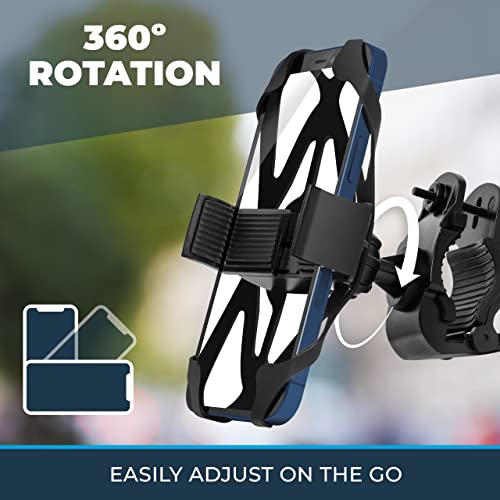 Roam Bike Phone Mount - Motorcycle Phone Mount- 360° Rotation with Universal Handlebar Fit for Bikes, Motorcycles, Scooters, Strollers - Phone Holder For Bike Compatible w/iPhone & Android Cell Phones