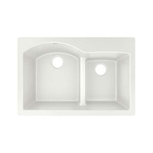 elkay quartz luxe elxh3322rpa0 parchment offset 60/40 double bowl top mount sink with aqua divide