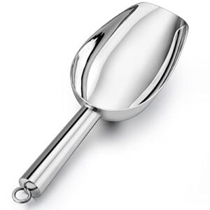 lianyu ice scoop,8 ounce stainless steel food scoop,metal ice scoops for family cube flour beans, utility ice scooper for kitchen bar shop, mirror finish, dishwasher safe