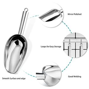 LIANYU Ice Scoop,8 Ounce Stainless Steel Food Scoop,Metal Ice Scoops for Family Cube Flour Beans, Utility Ice Scooper for Kitchen Bar Shop, Mirror Finish, Dishwasher Safe