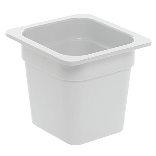 HUBERT Cold Food Pan 1/6 Size White Melamine - 6 3/8"L x 6 15/16"W x 6"H