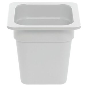 hubert cold food pan 1/6 size white melamine - 6 3/8"l x 6 15/16"w x 6"h