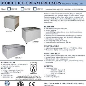 Maxx Cold MXF71F Sliding Glass Top Mobile Ice Cream Display Freezer Equipped with 5 Baskets, White