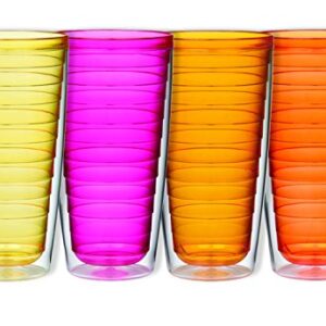 Boston Warehouse Insulated Plastic Tumblers, 24-Ounce, Set of 4, Sunset Collection