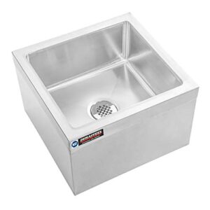 durasteel stainless steel floor mount mop sink/basin with sink drainage/strainer - nsf certified - 24" w x 24" l x 13" h (commercial kitchen, restaurant, business, garages, basements)