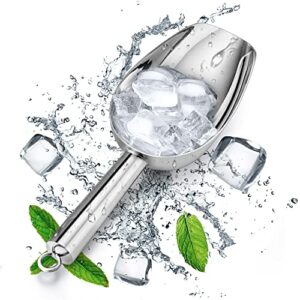 lianyu ice scoop, 12 ounce stainless steel scoop, metal heavy food scoops for ice cube flour beans, utility scooper for kitchen bar shop, mirror finish, dishwasher safe