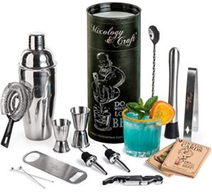 mixology bartender kit: 14-piece cocktail shaker set - bar tool set for home and professional bartending - martini shaker set with drink mixing bar tools - exclusive cocktail picks and recipes bonus